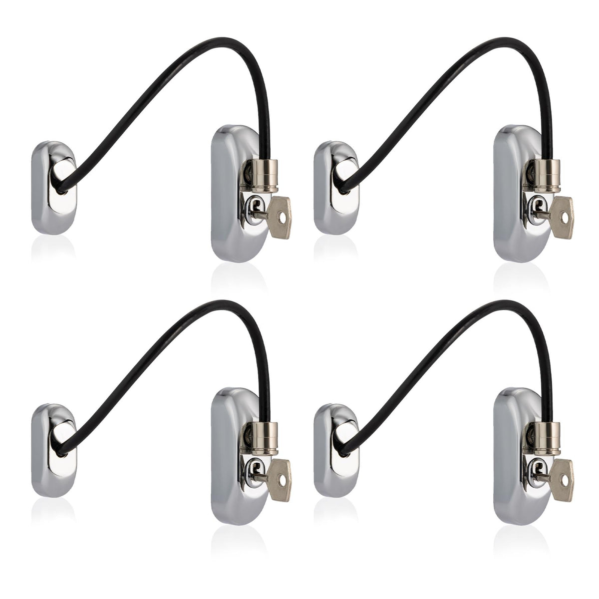XFORT 4 Pack Viper Key Locking Cable Window Restrictor