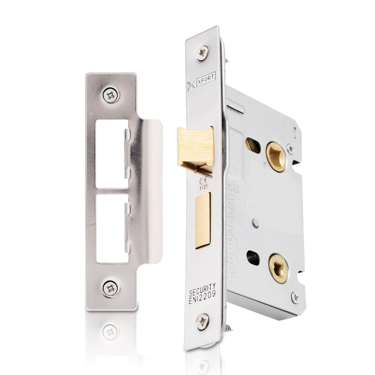 XFORT Polished Chrome Bathroom Lock 65mm for Internal Wooden Doors ...
