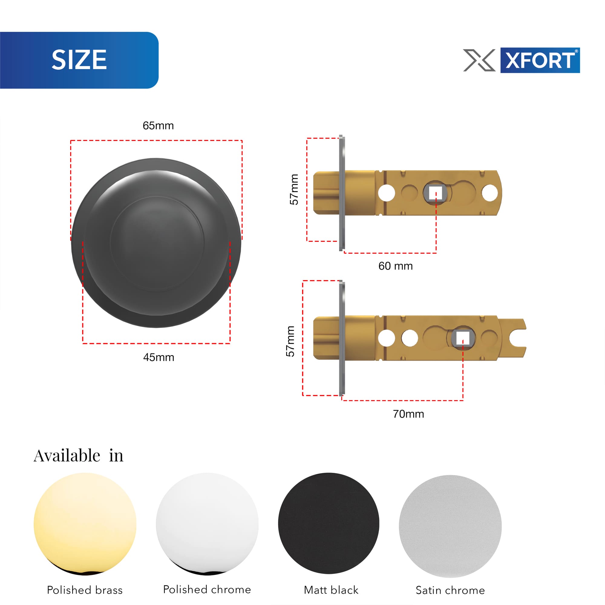 XFORT Bello Passage Knob Set, Door Knob for Internal Wooden Doors