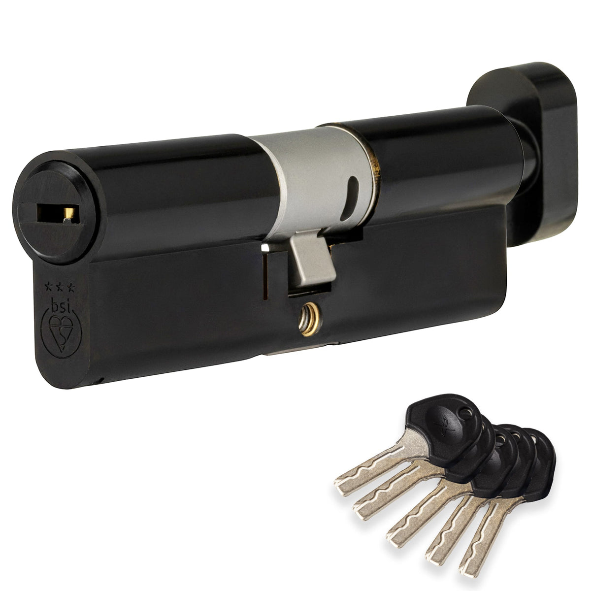 XFORT COLOSSUS 3 Star Thumb Turn Euro Cylinder Lock Matt Black