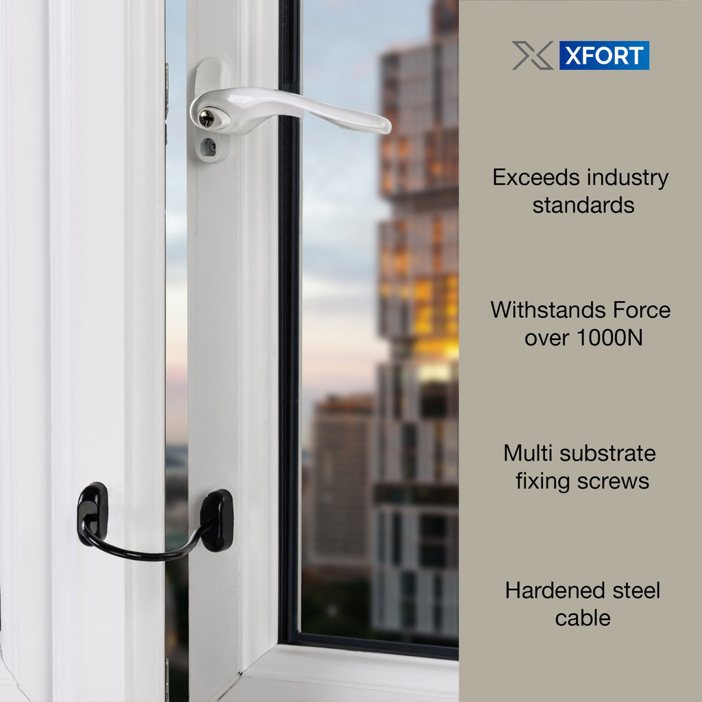 XFORT 4 Pack Viper Fixed Cable Window Restrictor
